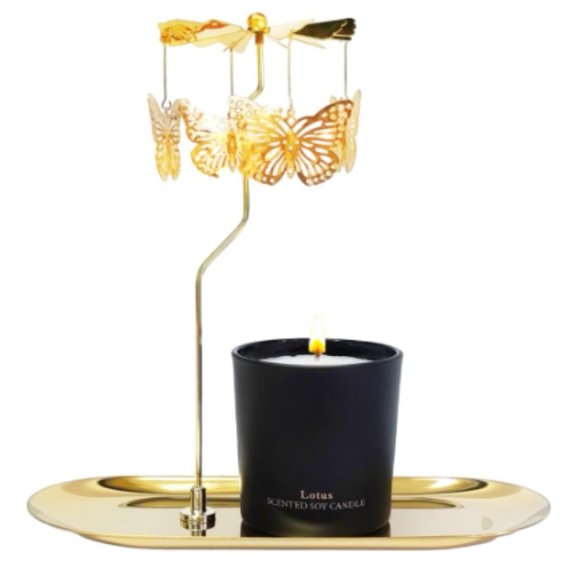Mexiblanke | Accents | Rotary Butterfly Carousel Candle Holder W Lotus ...